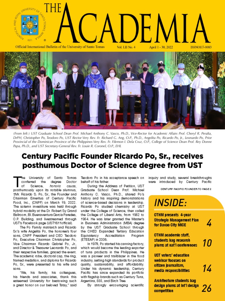 UST Honors Century Pacific Founder | PDF