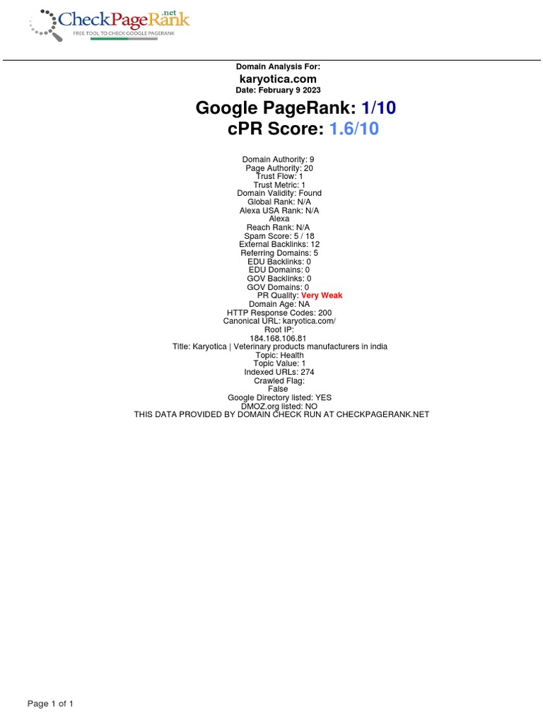Karyotica.com SEO Domain Analysis | PDF