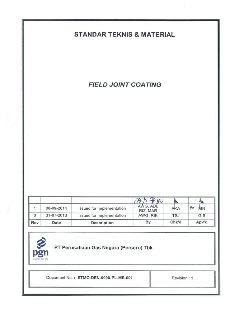 Spesifikasi Field Joint Coating | PDF