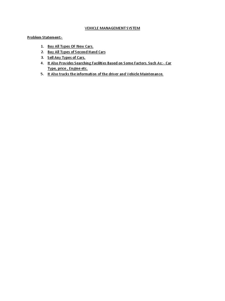 Vehicle Management System | PDF