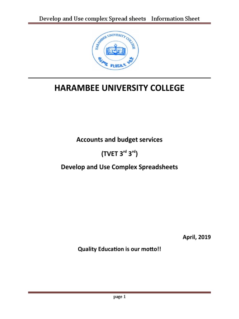 Develop and Use Complex Spreadsheets Module Main | PDF | Spreadsheet ...