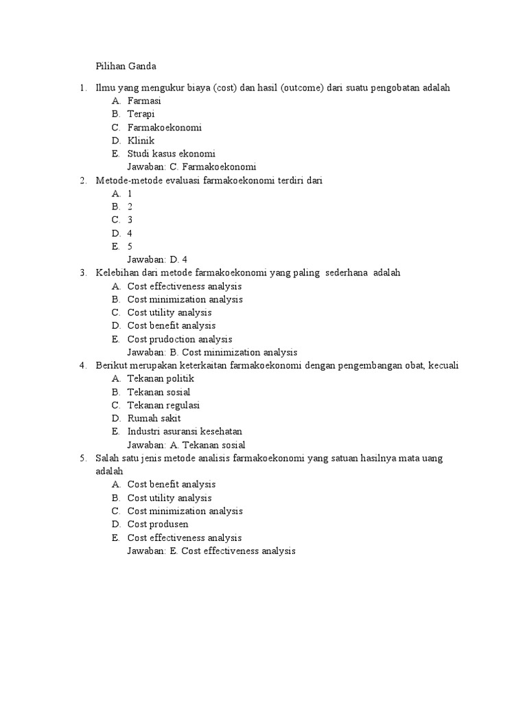 Nur Asiah Sinaga - 20482014009 - Farmakoekonomi | PDF | Pengembangan Diri