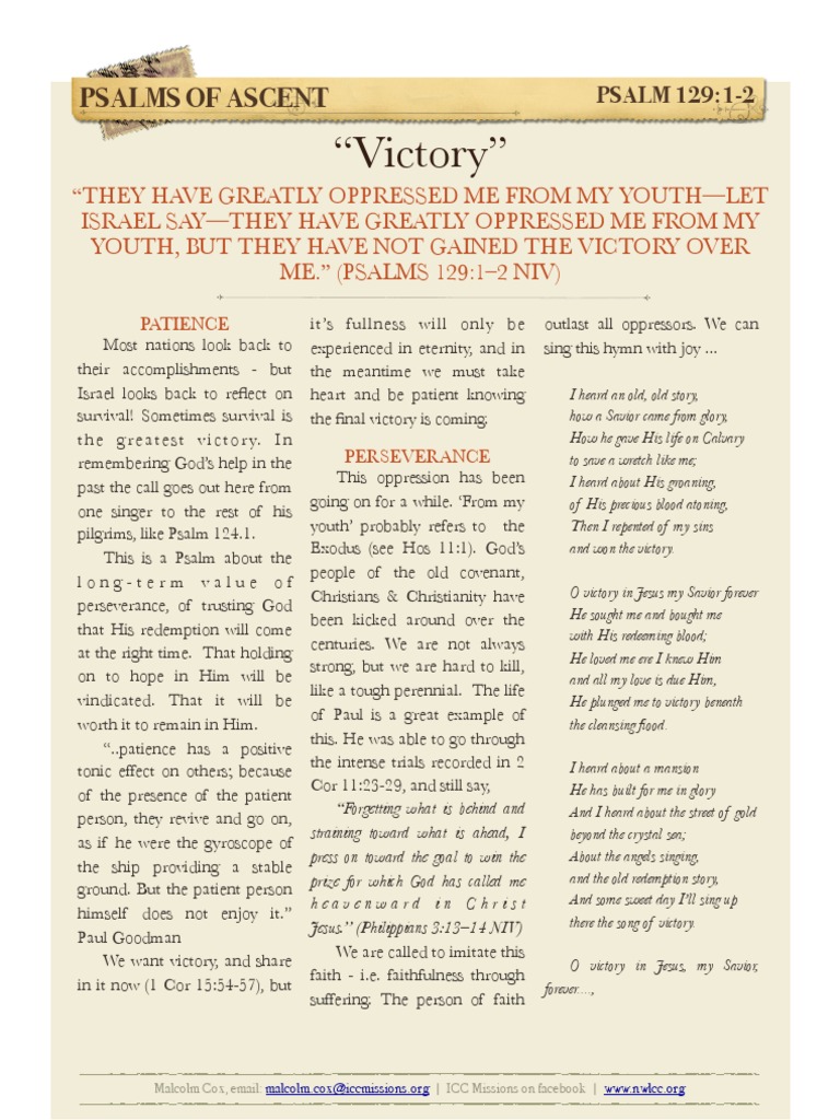 Psalm 129 v1-2, "Victory" | PDF | Salvation | Jesus