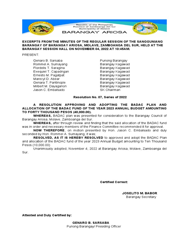 Badac Resolution | PDF