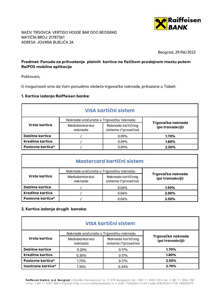 Ponuda RaiPOS Mobilna Aplikacija - VERTIGO HOUSE BAR PDF | PDF