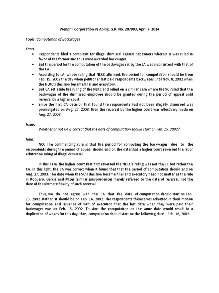 Wenphil Corporation Vs Abing | PDF