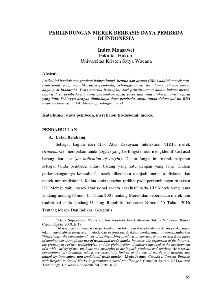 PERLINDUNGAN MEREK BERBASIS DAYA PEMBEDA DI INDONESIA.pdf | PDF