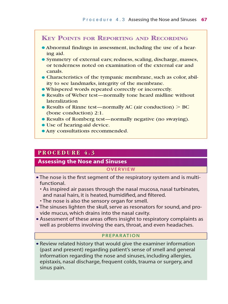 Assessing The Nose and Sinuses | PDF | Human Nose | Senses