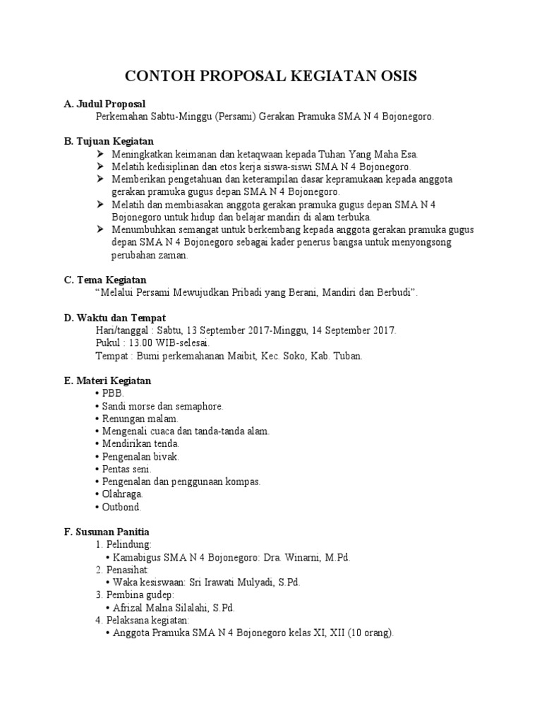 Contoh Proposal Kegiatan Osis | PDF