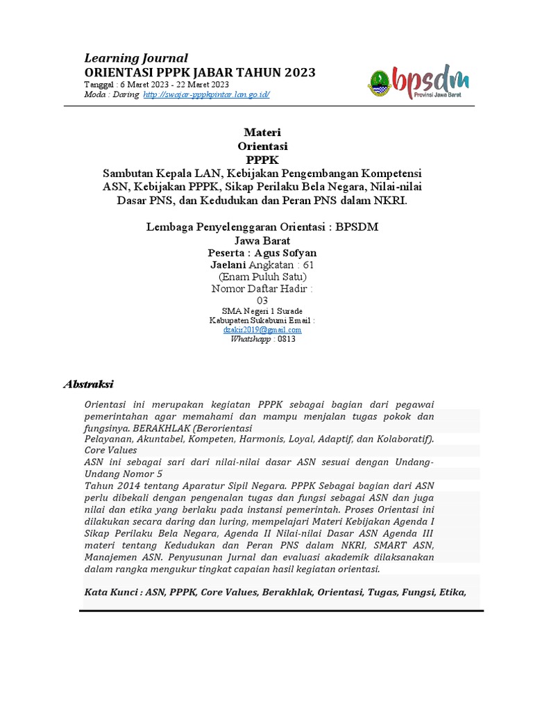 Orientasi PPPK Jabar 2023 | PDF