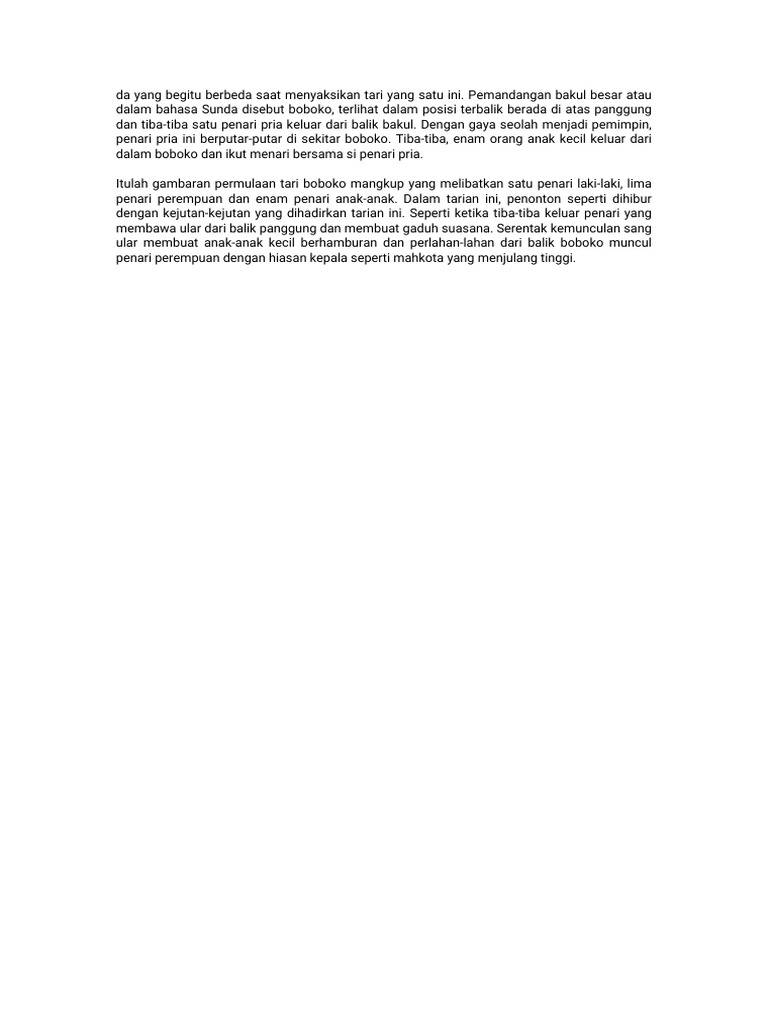 Tari Boboko Mangkup: Kejutan di Panggung | PDF | Seni | Puisi
