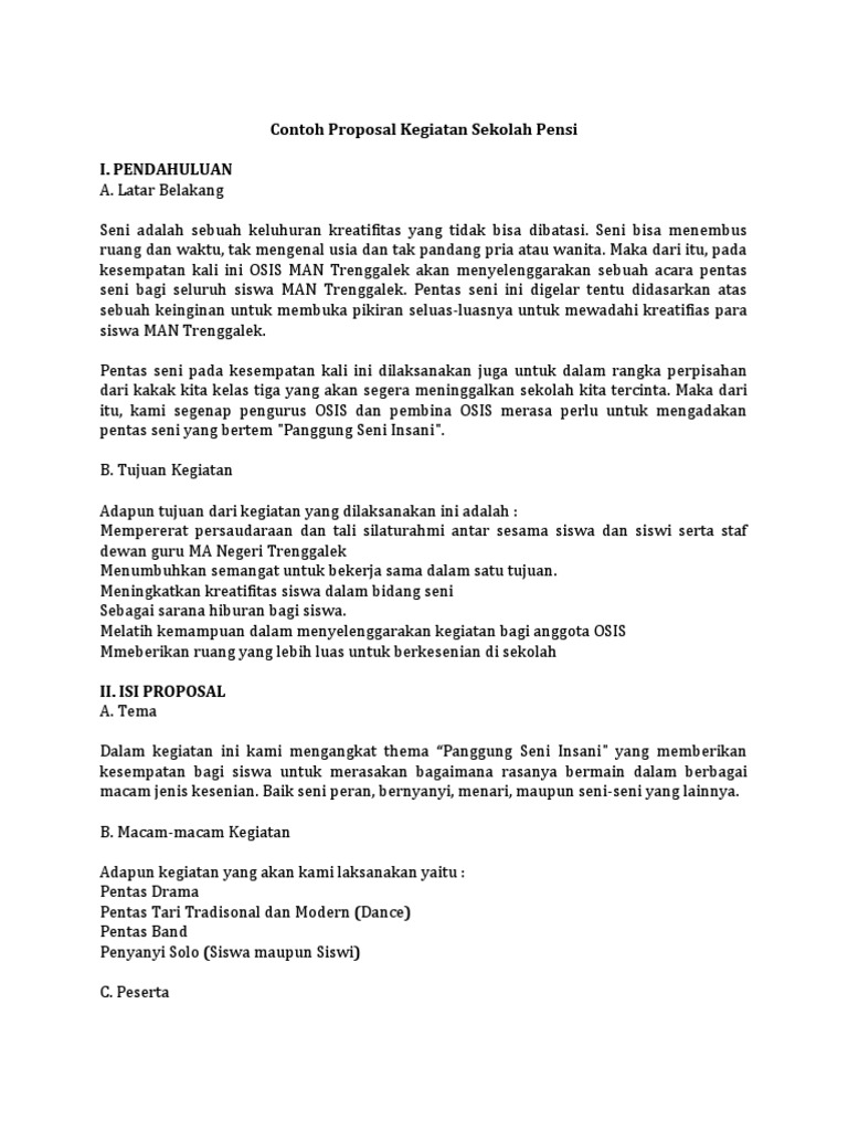 Contoh Proposal Kegiatan Sekolah Pensi | PDF
