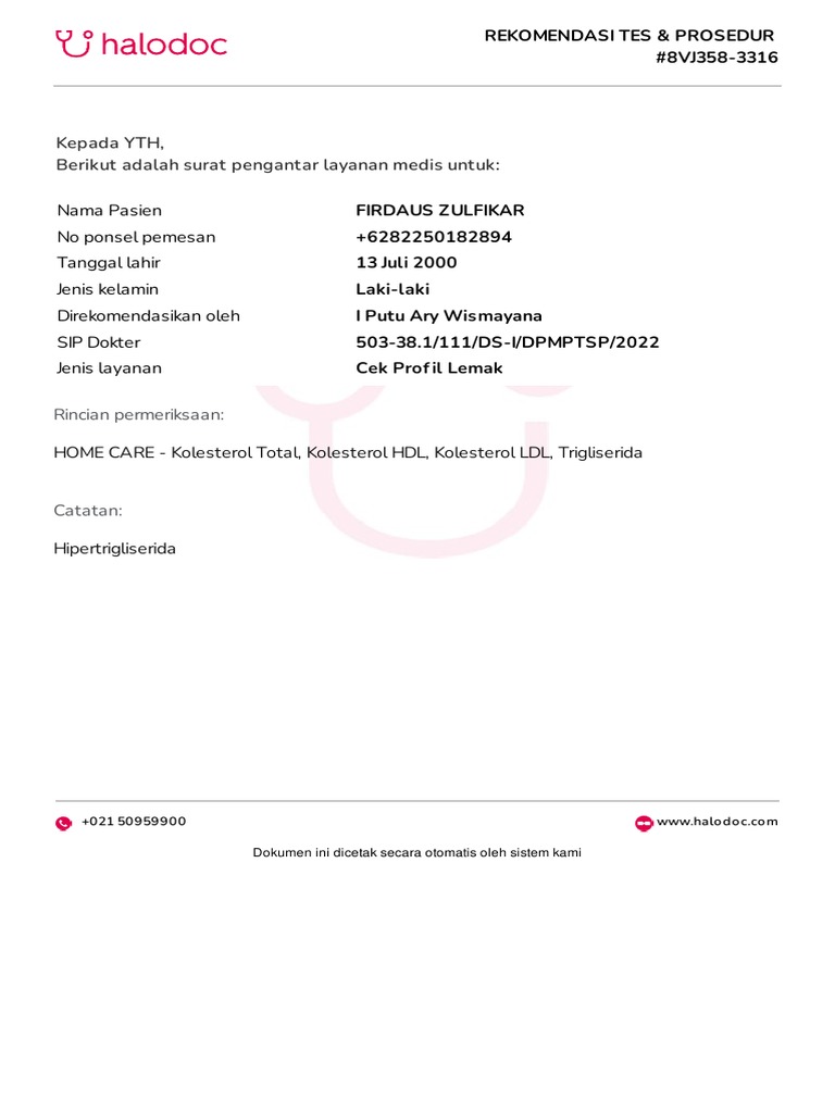 Cek Lab Halodoc | PDF
