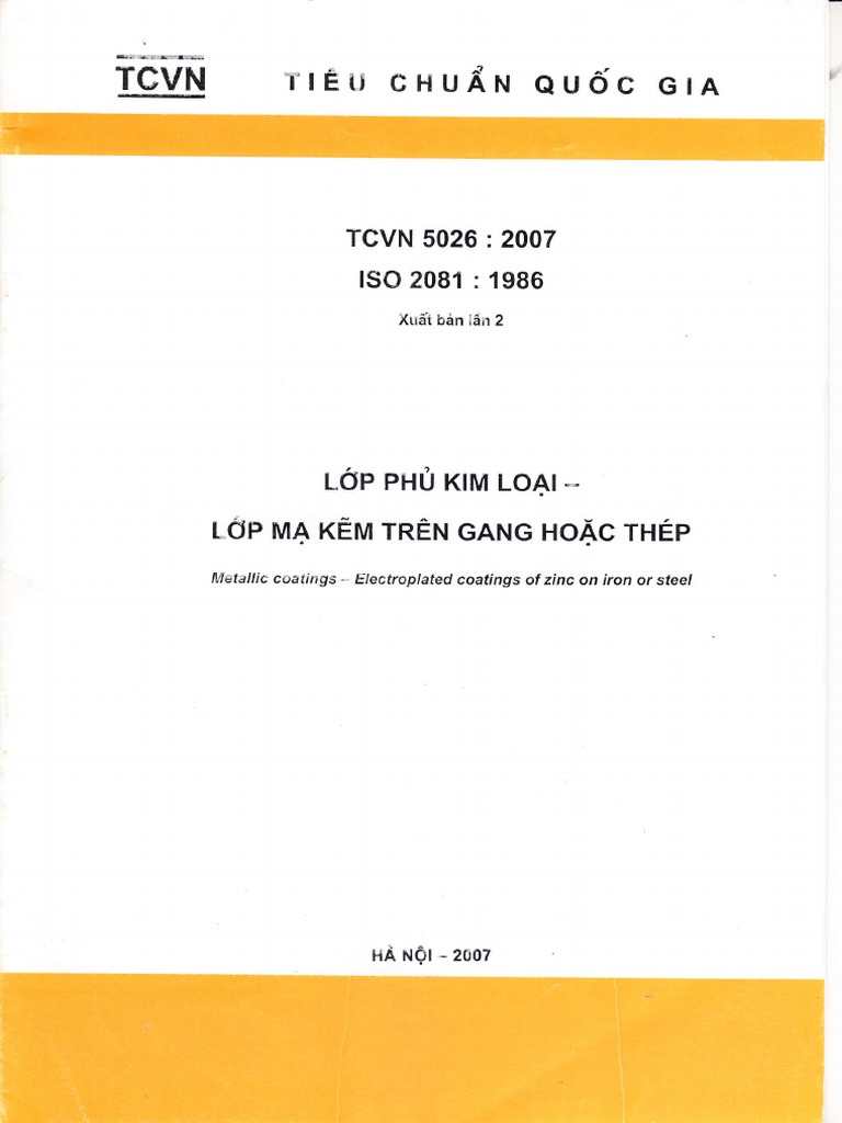 TIÊU CHUẨN XI MẠ (TCVN 5026 2007, ISO 2081 1986) | PDF | Chemical Substances | Chemistry