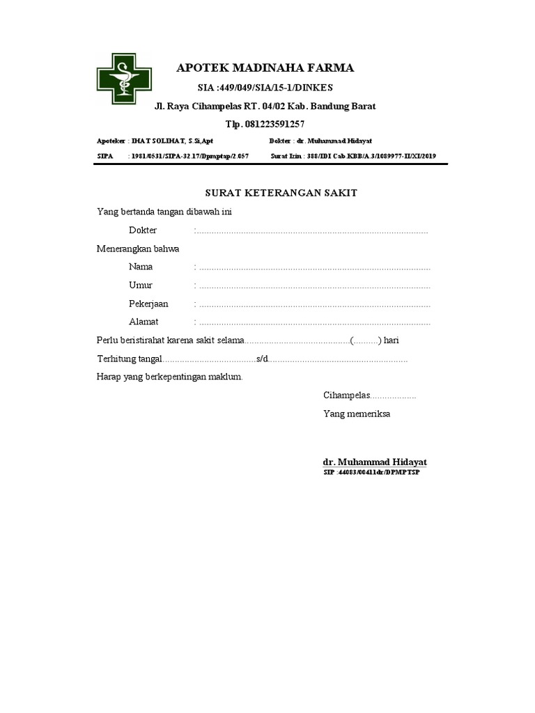 Surat Keterangan Sakit | PDF