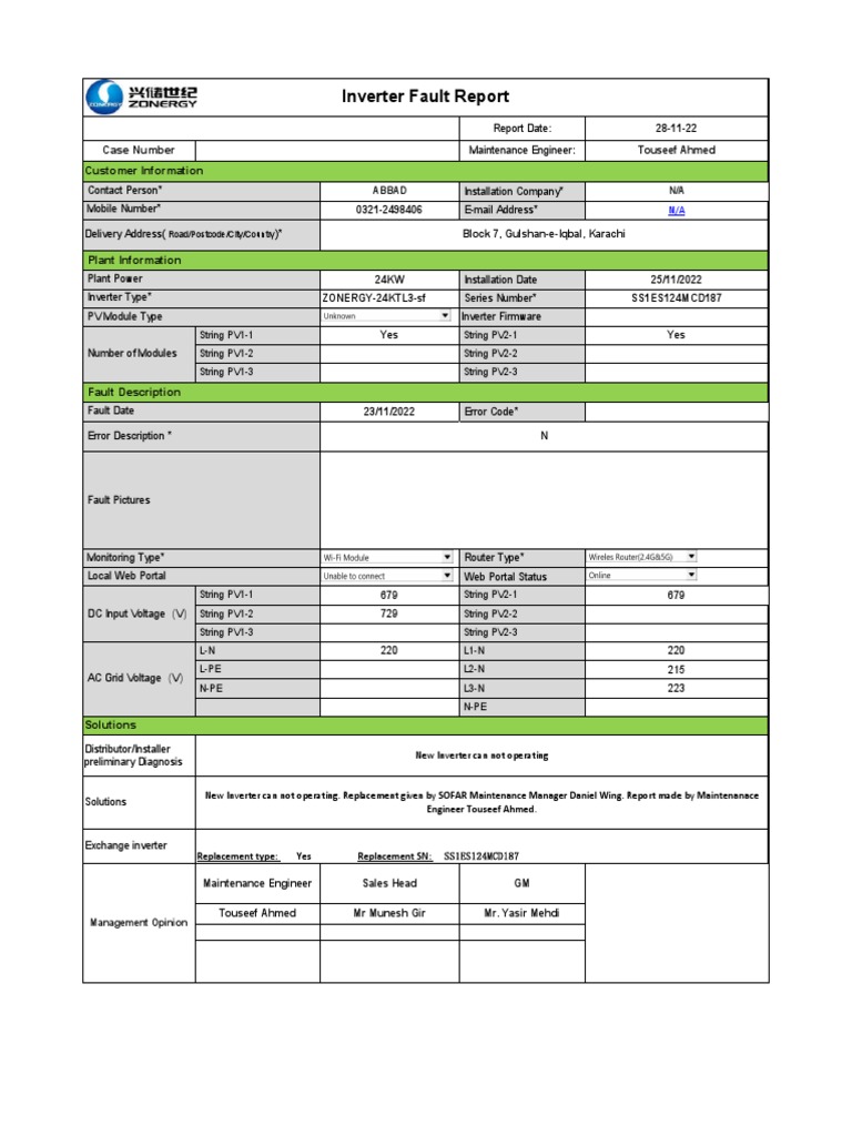 Inverter Faulty Report | PDF | Power Inverter | Electronics