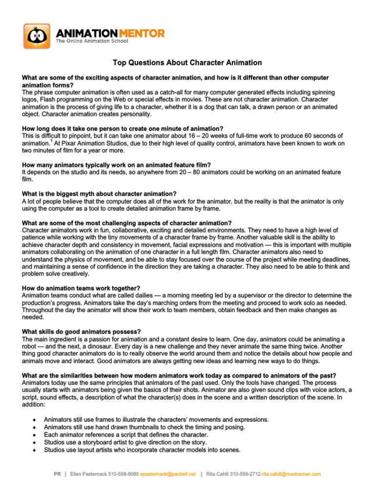 Character Animation FAQs Guide | PDF | Animation | Computer Animation