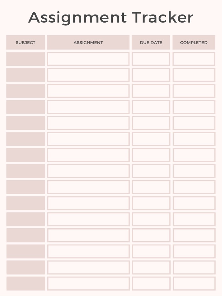 Pink And Black Minimal Assignment Tracker Sheet Planner Pdf Pdf