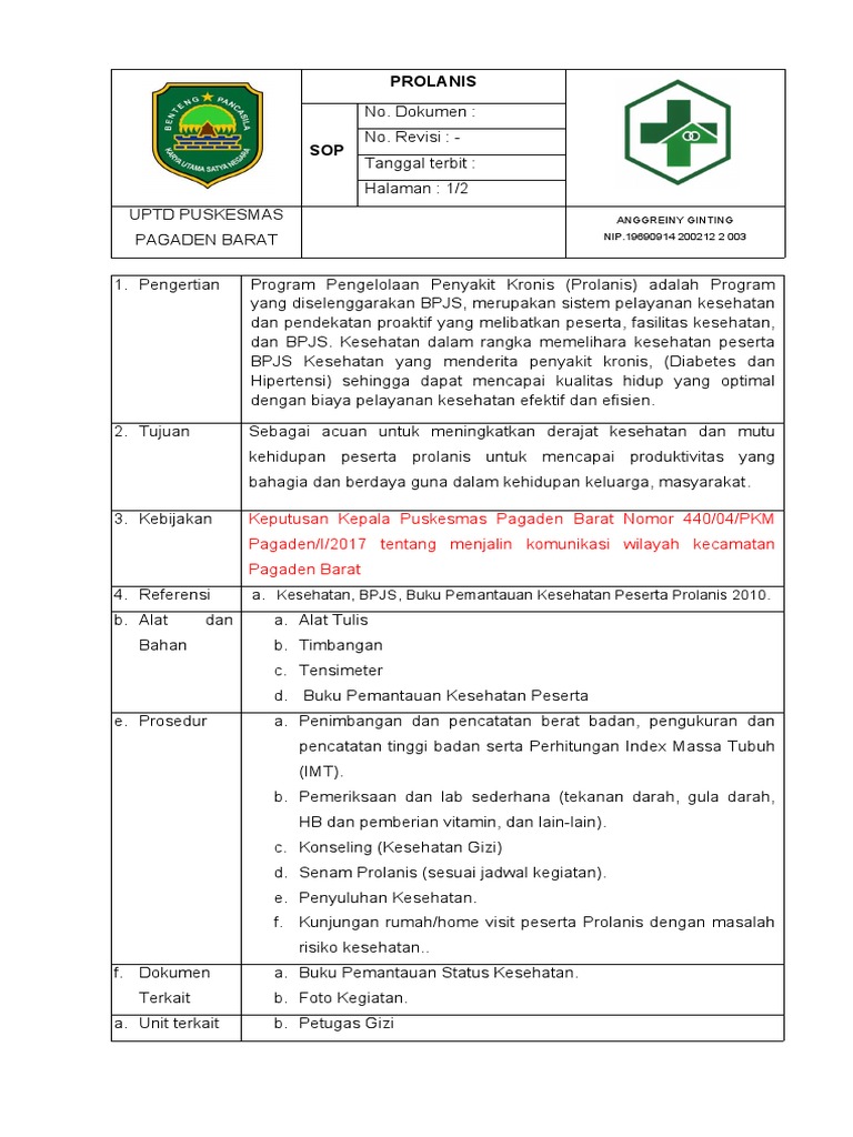 Sop Prolanis | PDF