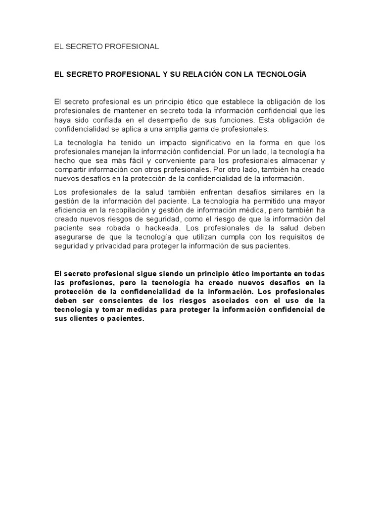 El Secreto Profesional | PDF