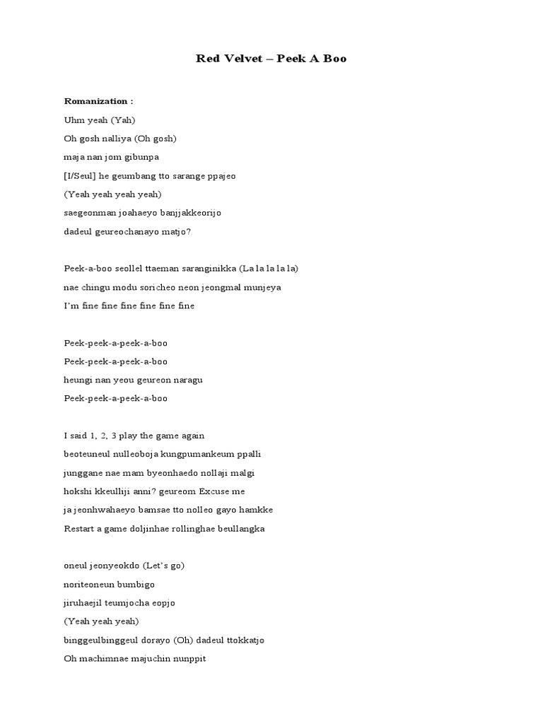 Red Velvet - Peek A Boo | PDF