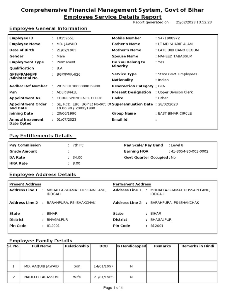 Employee Service Details | PDF | Tax Deduction | Taxation