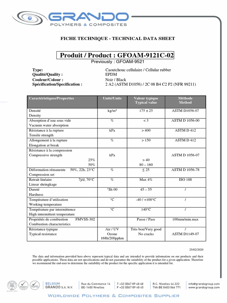 GFOAM-9121C-02 - Technical Data Sheet | PDF | Applied And ...