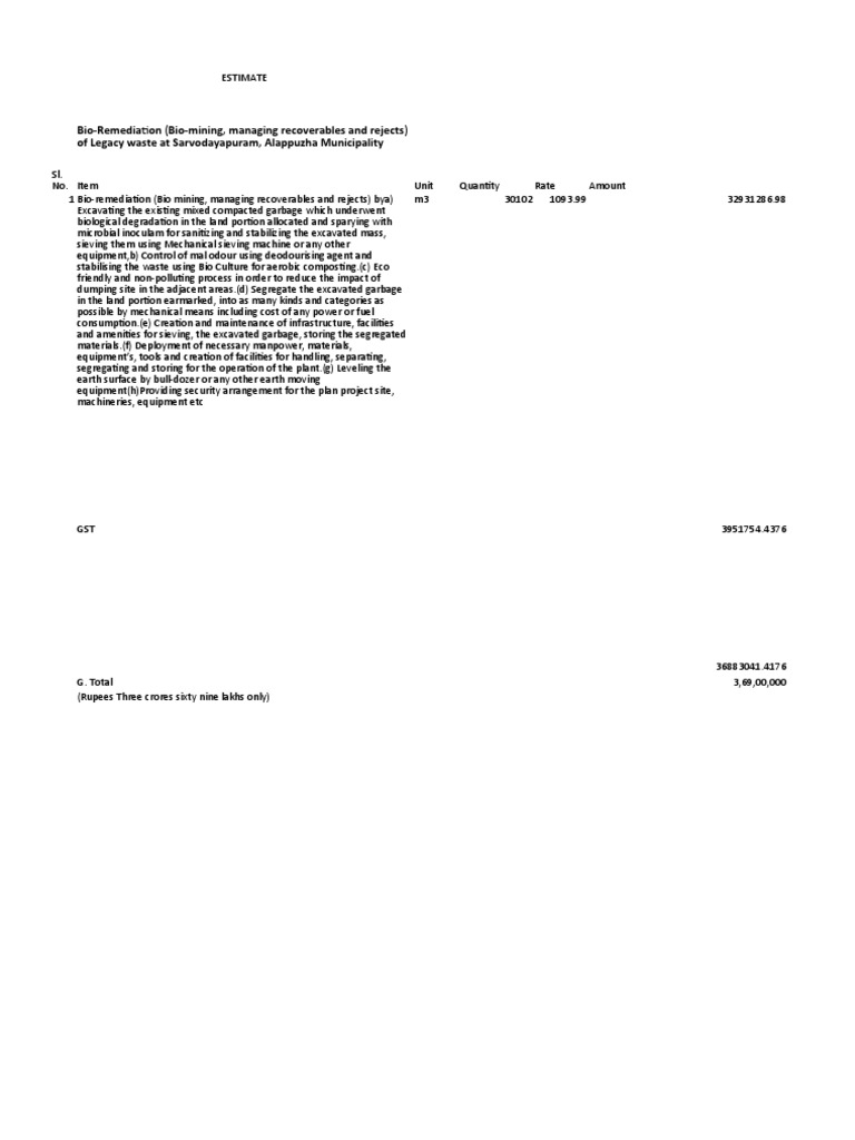 Biomining Estimate | PDF