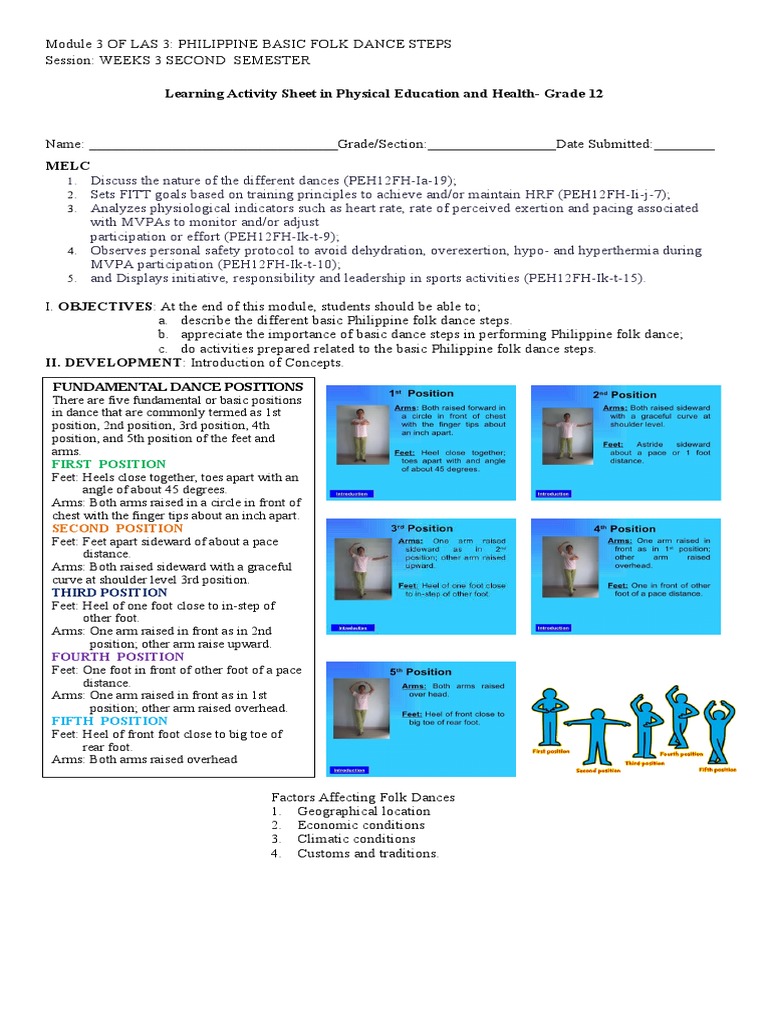 Module 3 Las Week 3 Pe and Health 12 Philippine Basic Folk Dance Steps ...