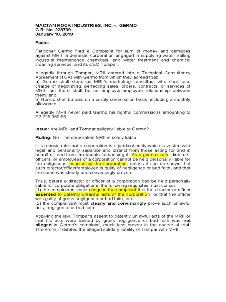 Mactan Rock Industries vs. Germo | PDF | Finance & Money Management