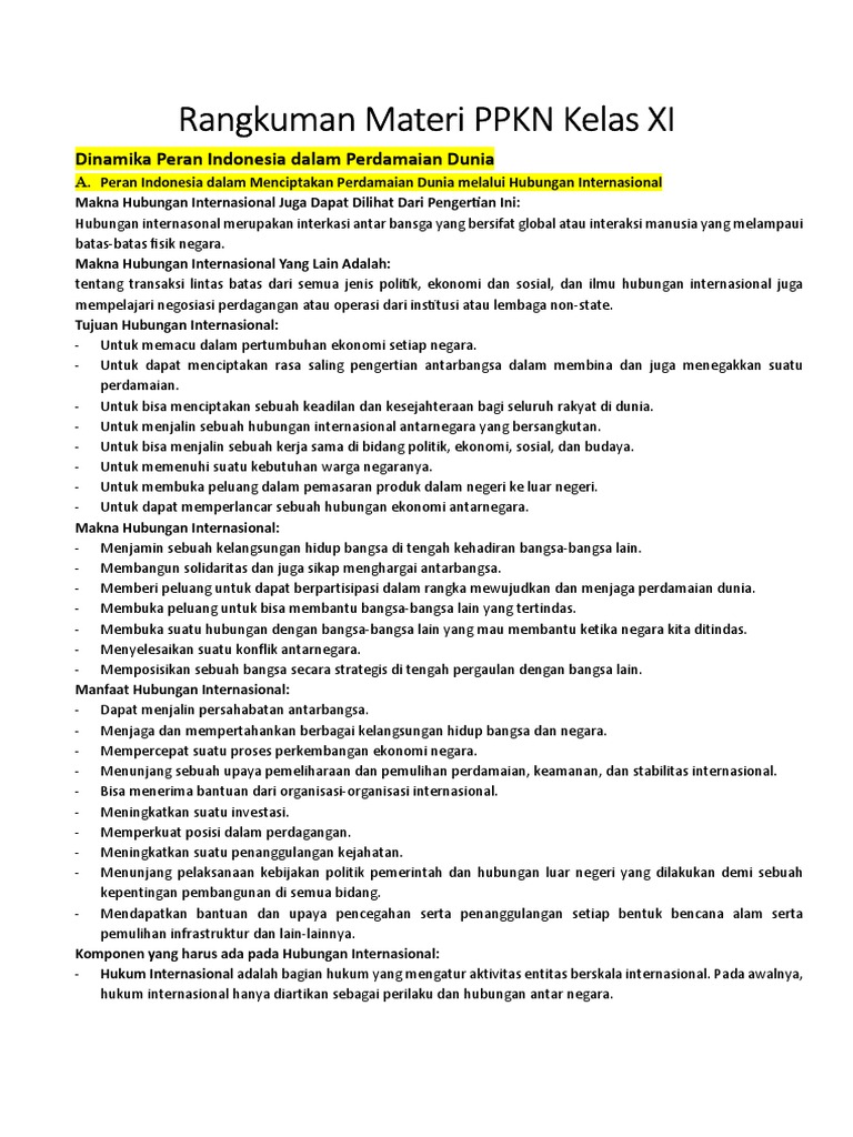Rangkuman Materi PPKN Kelas XI | PDF | Ilmu Sosial