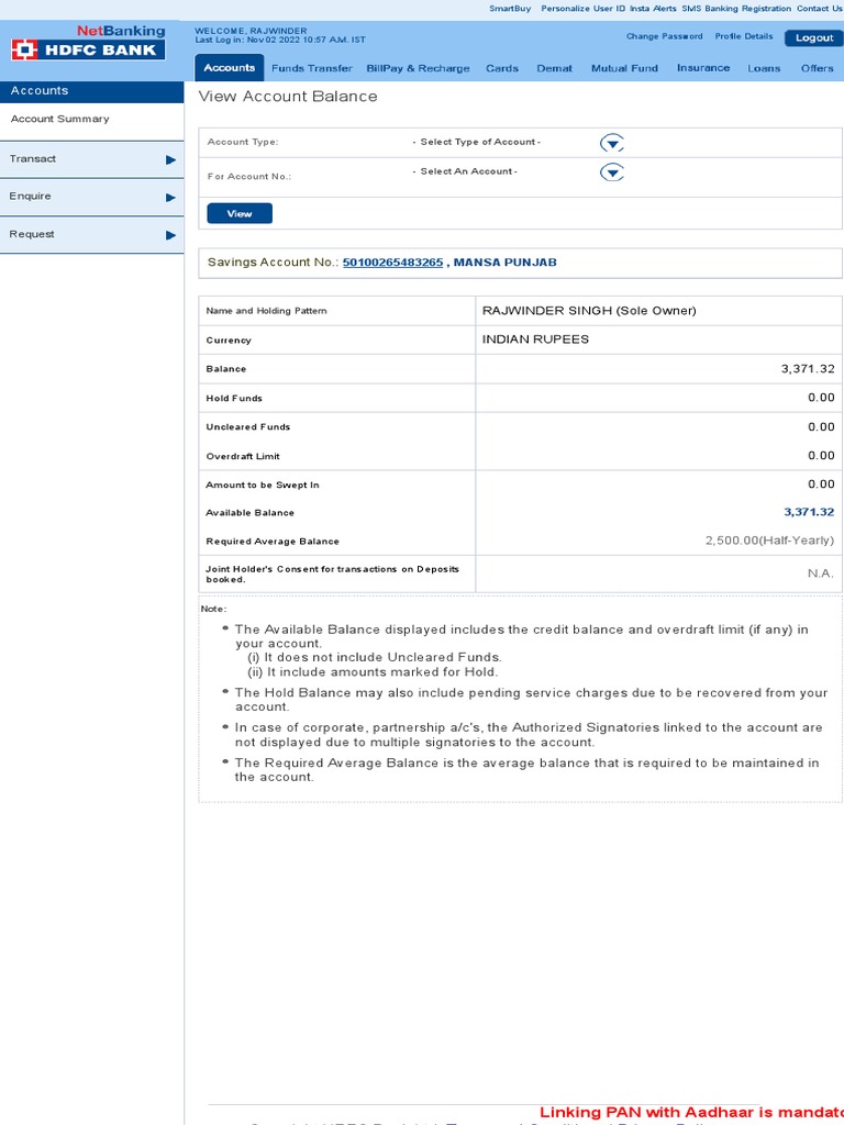 Welcome To HDFC Bank NetBanking PDF | PDF | Overdraft | Economies