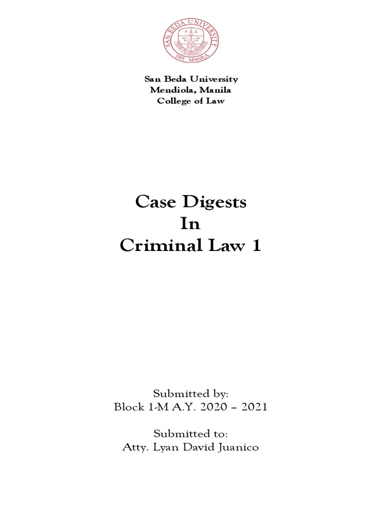 1M Criminal Law Case Digests PDF | PDF | Defamation | Free Exercise Clause