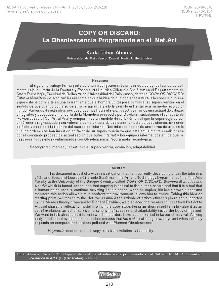 La Obsolescencia Programada en El Net Art | PDF | Meme | Evolución