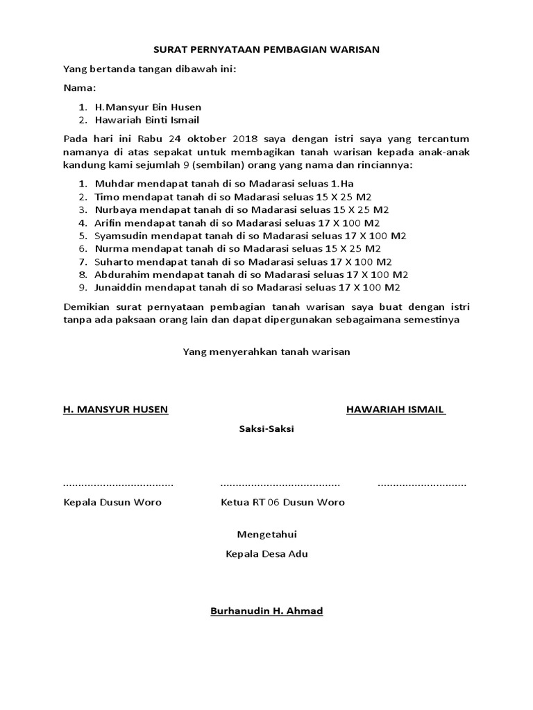 Surat Warisan | PDF
