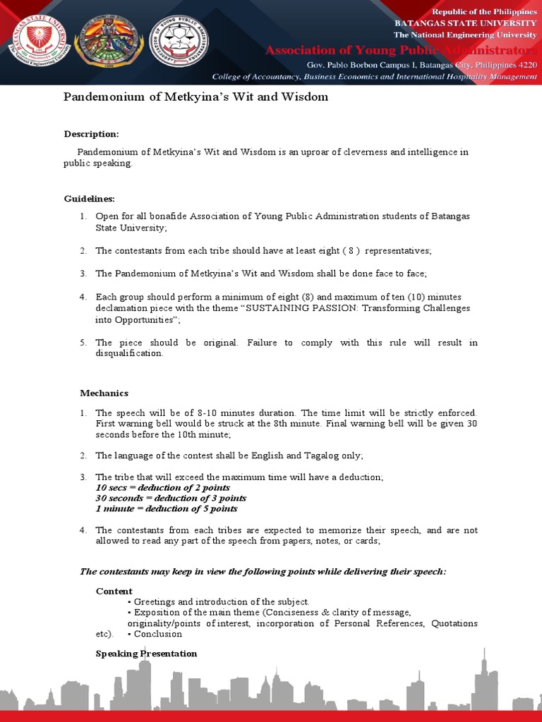 Metkyina's Wit and Wisdom Contest Guidelines | PDF | Human ...