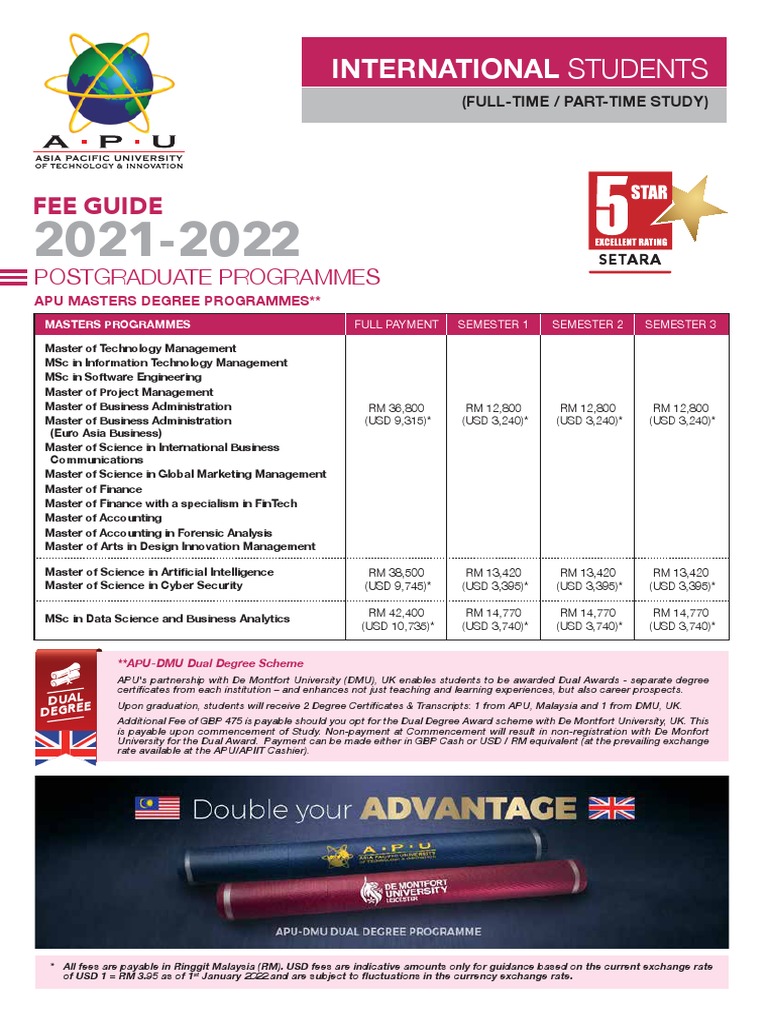 E2022 - APU FEE Guide-Int - PG | PDF | Doctor Of Philosophy | Master Of ...