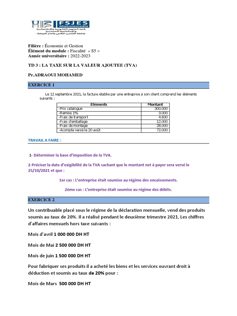 Calcul de la TVA pour 2021 | PDF | Taxe sur la valeur ajoutée ...