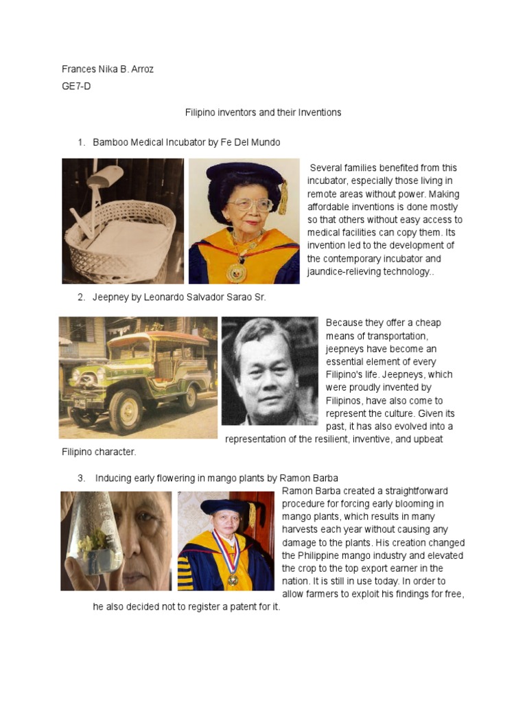 GE7 - Filipino Inventions PDF | PDF | Agriculture