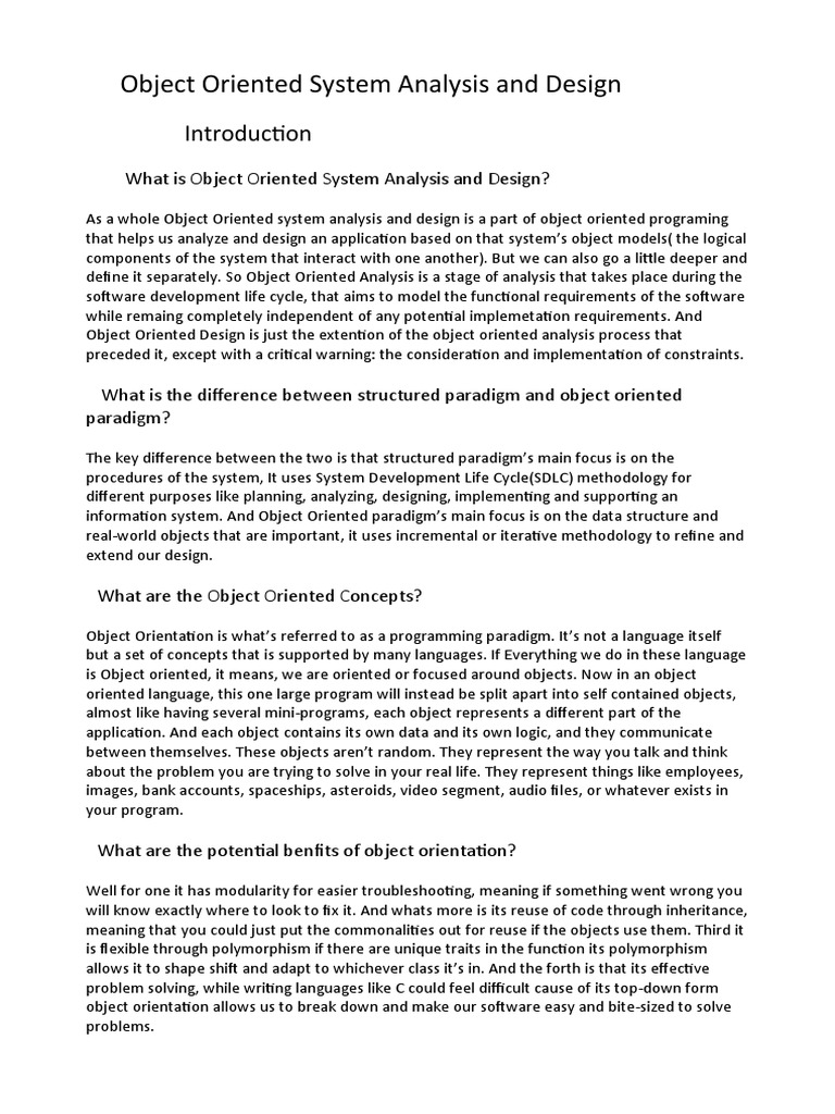 Object Oriented Analysis and Design Overview | PDF | Conceptual Model ...