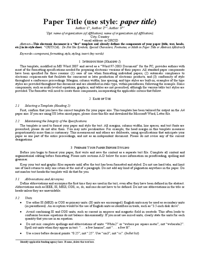 Conference Template A4 | PDF | Bracket | Microsoft Word