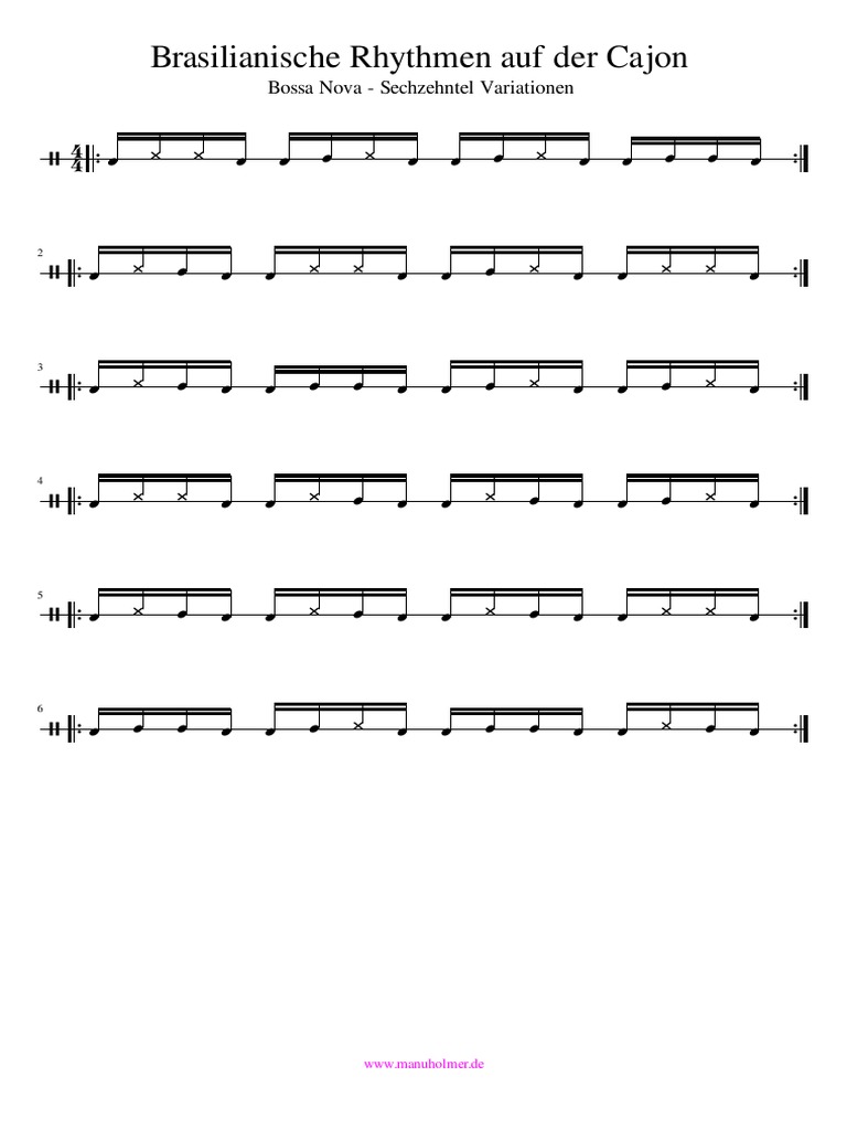 Cajon Noten Bossa Nova PDF | PDF