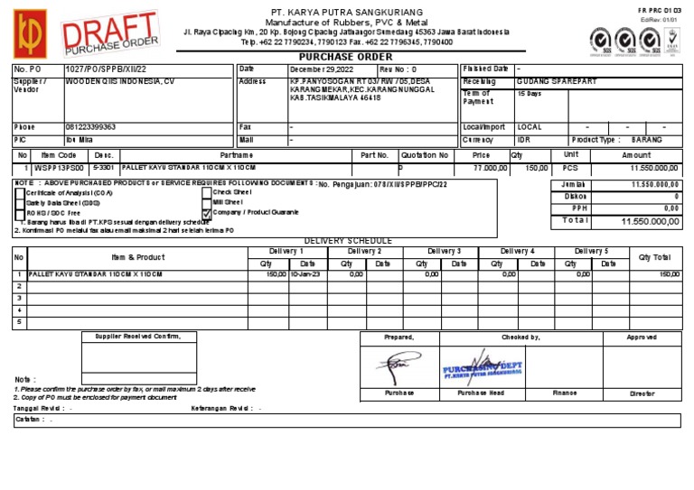 Po Draft Wooden (1027-SPPB) | PDF