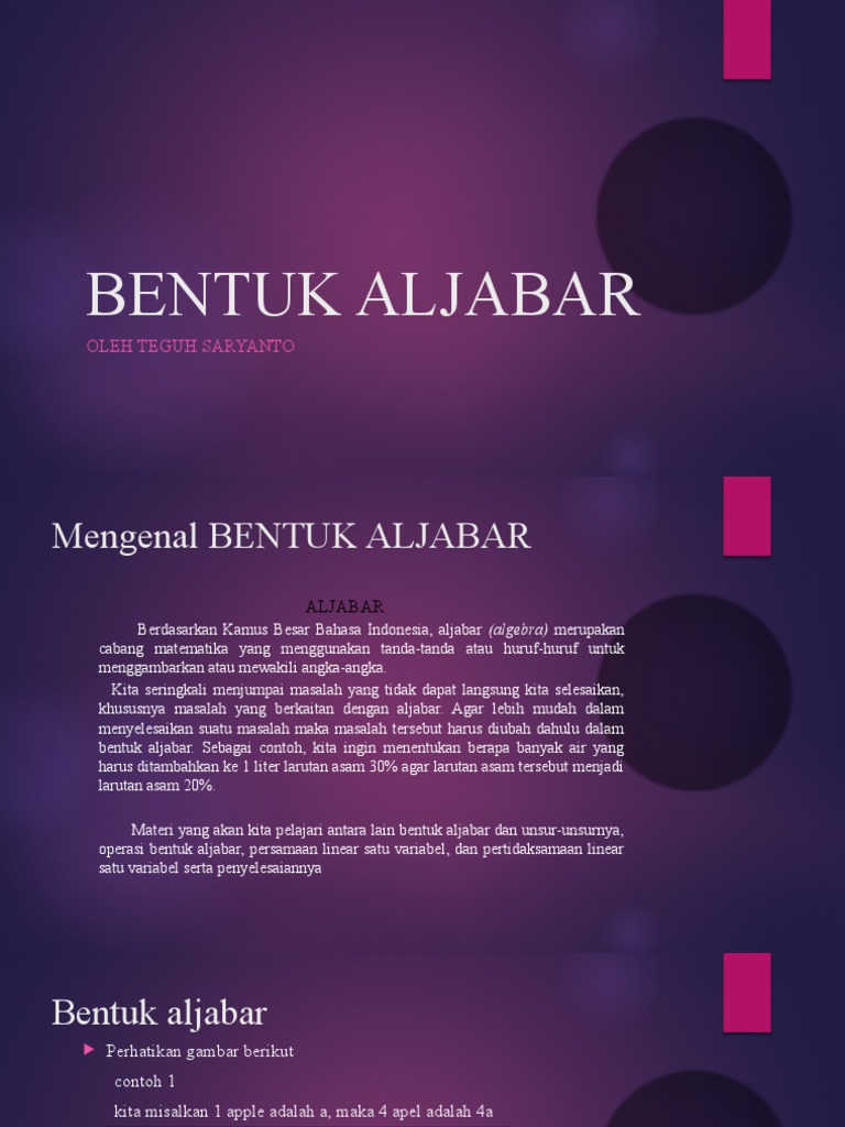 Mengenal BENTUK ALJABAR | PDF