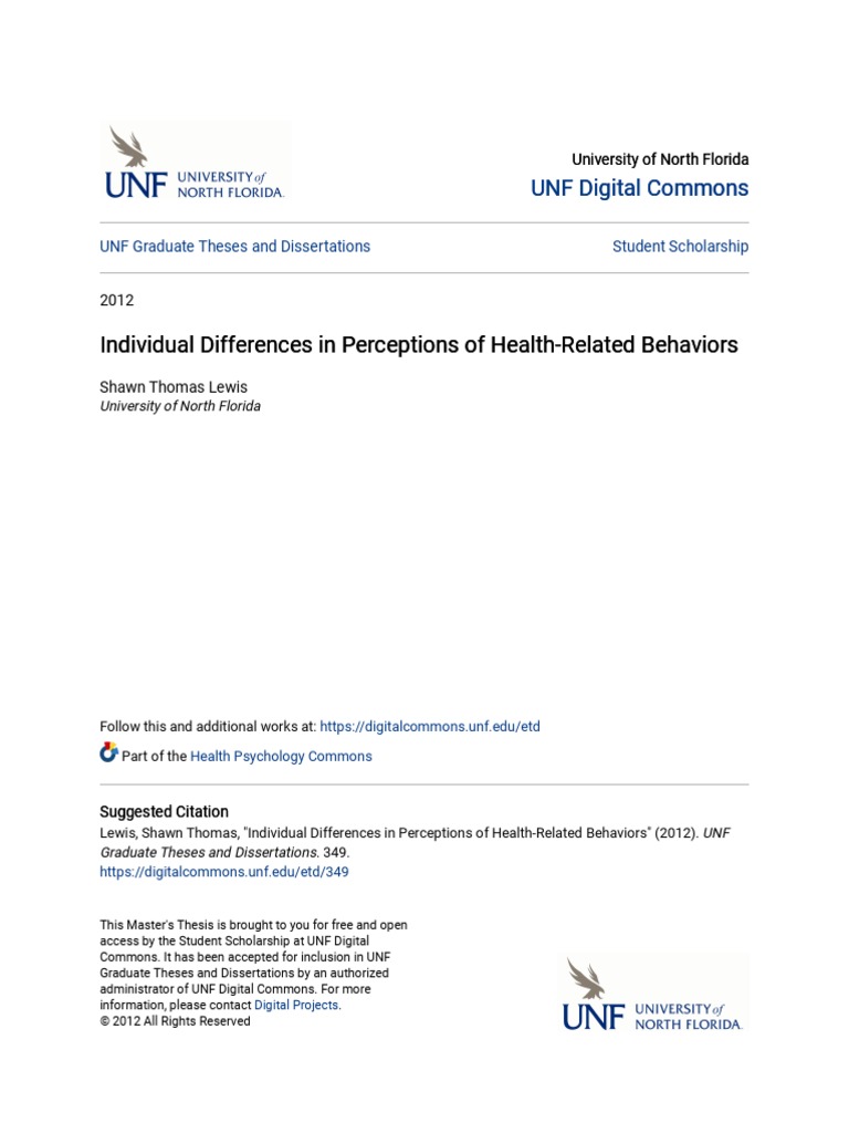 Individual Differences in Perceptions of Health-Related Behaviors PDF ...