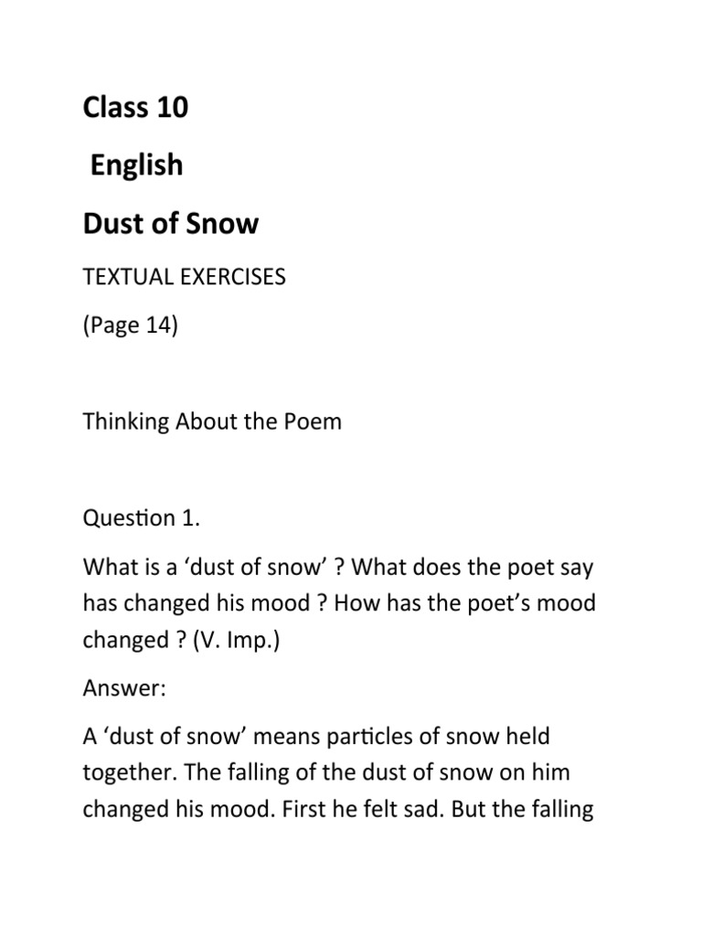 Analyzing Frost's poem "Dust of Snow | PDF