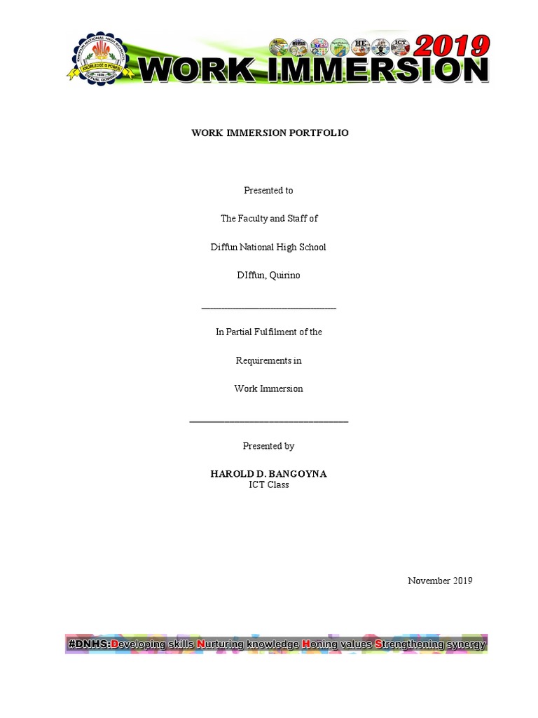 Work Immersion Portfolio | PDF