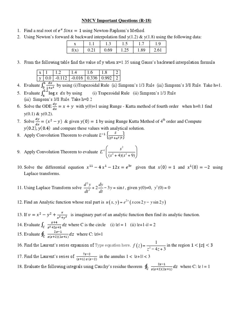 NMCV Important Questions | PDF | Mathematical Objects | Mathematical Analysis
