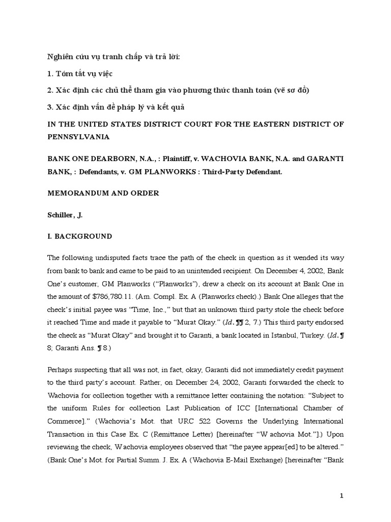 URC Case US Court Seminar - SV.P1 | PDF | Cheque | Uniform Commercial Code