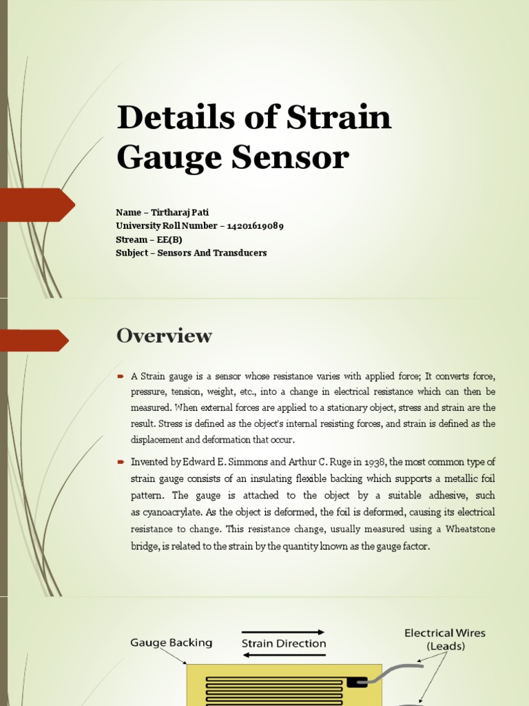 Tirtharaj Pati - Details of Strain Gauge Sensor PDF | PDF | Electrical Resistance And ...